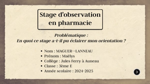 Oral - Stage d'observation | Genially