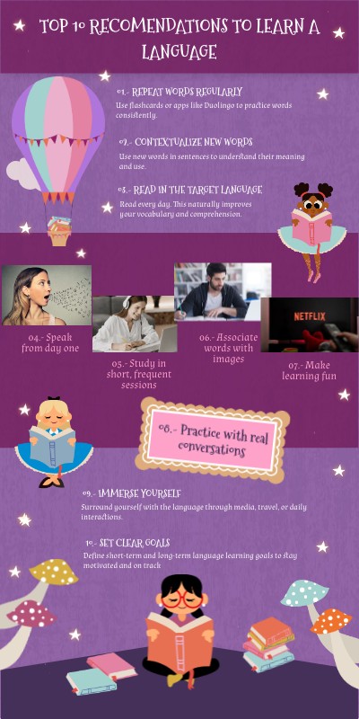 top 10 recomendations to learn a language | Genially