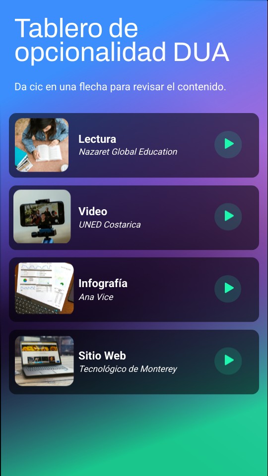 Tablero de opcionalidad DUA | Genially