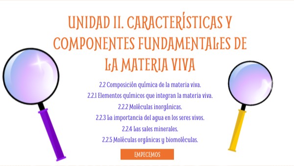 2.2 Composición química de la materia viva. | Genially