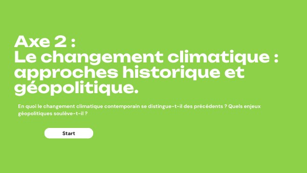 Axe 2 : Le changement climatique : approches historique et géopolitiqu | Genially