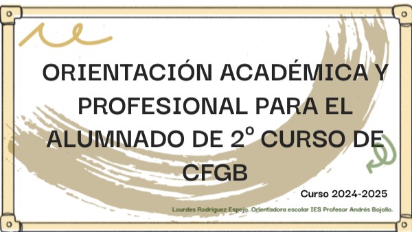ORIENTACIÓN ACADÉMICA Y PROFESIONAL PARA EL ALUMNADO DE 2º CFGB | Genially