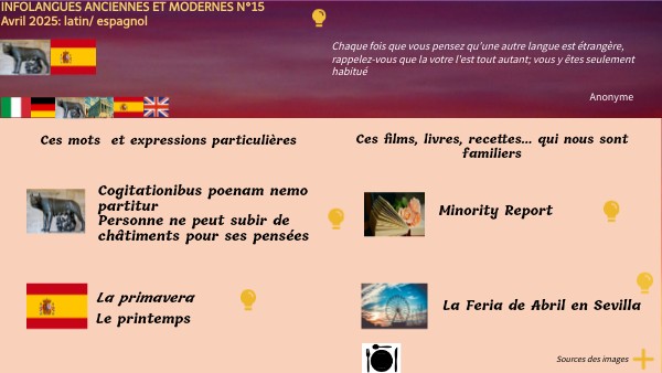 Infolangues n°15 latin / espagnol | Genially