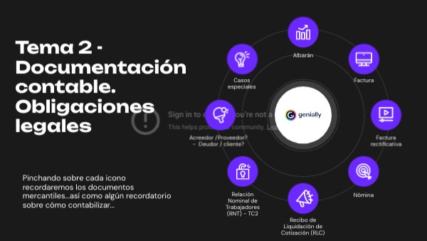 Tema 2 - Documentación contable. Obligaciones legales | Genially