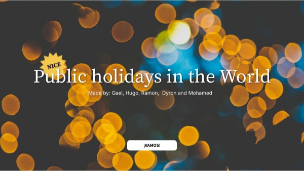 Public holidays in the World | Genially