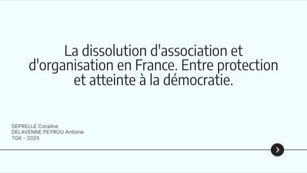 La dissolution d'association et d'organisation en France. Entre protection et atteinte à la ...