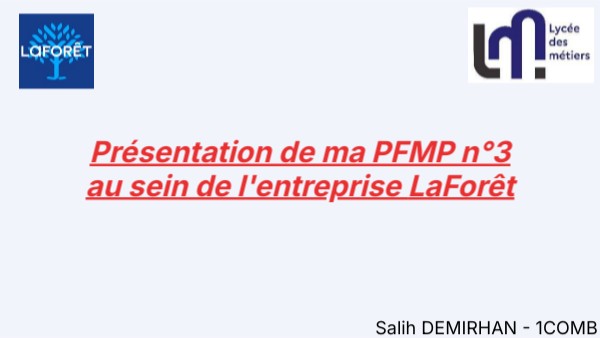 Présentation de ma PFMP n°3 au sein de l'entreprise LaForêt | Genially