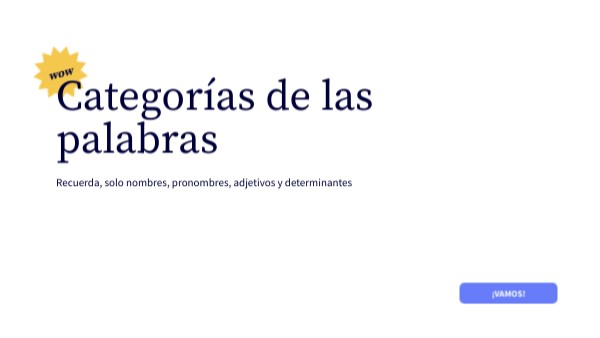 Categorías de las palabras | Genially
