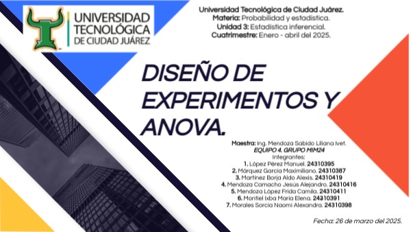 Diseño de Exp. y ANOVA EQ4 | Genially