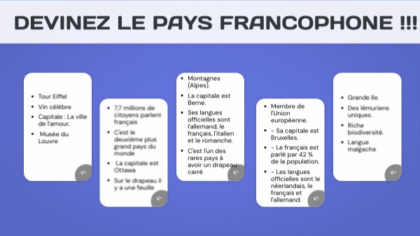 Devinez le pays francophone !!! | Genially