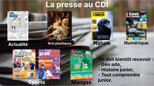 La presse au CDI | Genially