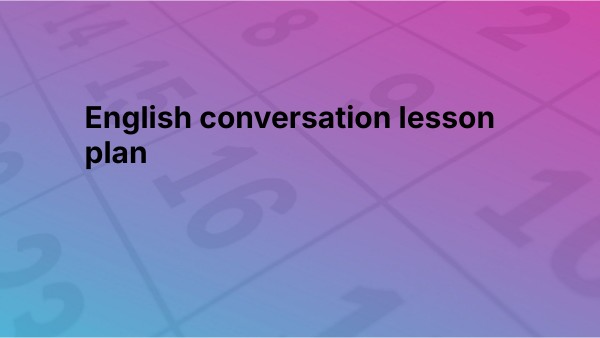 English conversation lesson plan | Genially