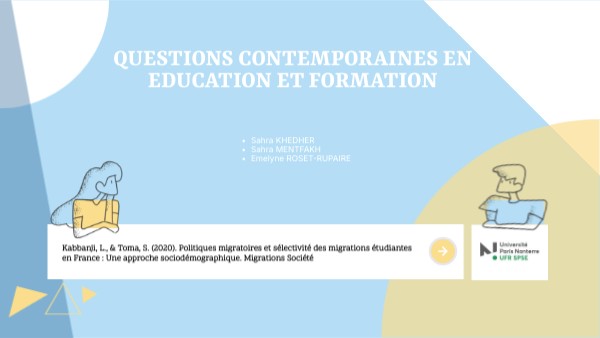 QUESTIONS CONTEMPORAINES EN EDUCATION ET FORMATION | Genially