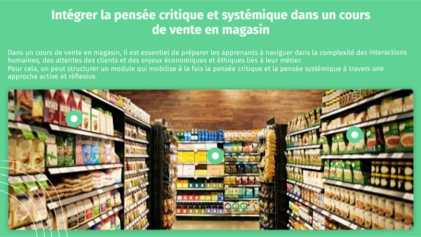Intégrer la pensée critique et systémique dans un cours de vente en ...