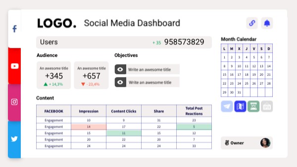 Social media dashboard | Genially