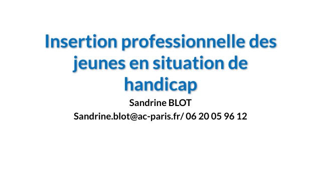 Insertion professionnelle des jeunes en situation de handicap.pptx | Genially