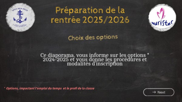 Choix des options-2025-2026 | Genially