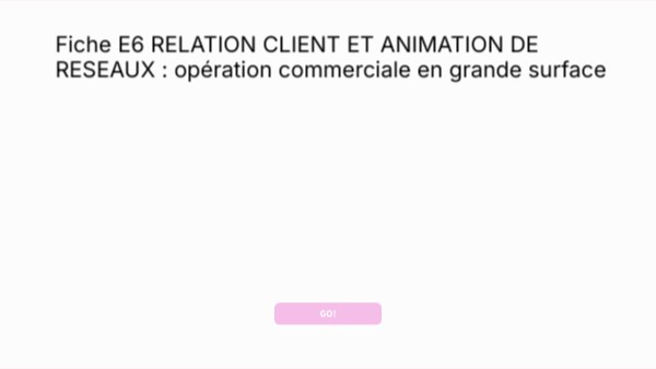 Fiche E6 RELATION CLIENT ET ANIMATION DE RESEAUX : opération commerciale en grande surface ...
