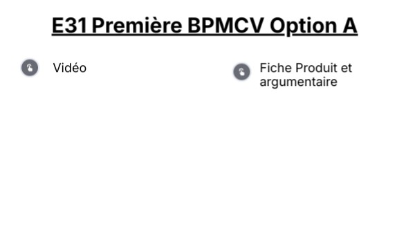 E31 Première BPMCV Option A | Genially