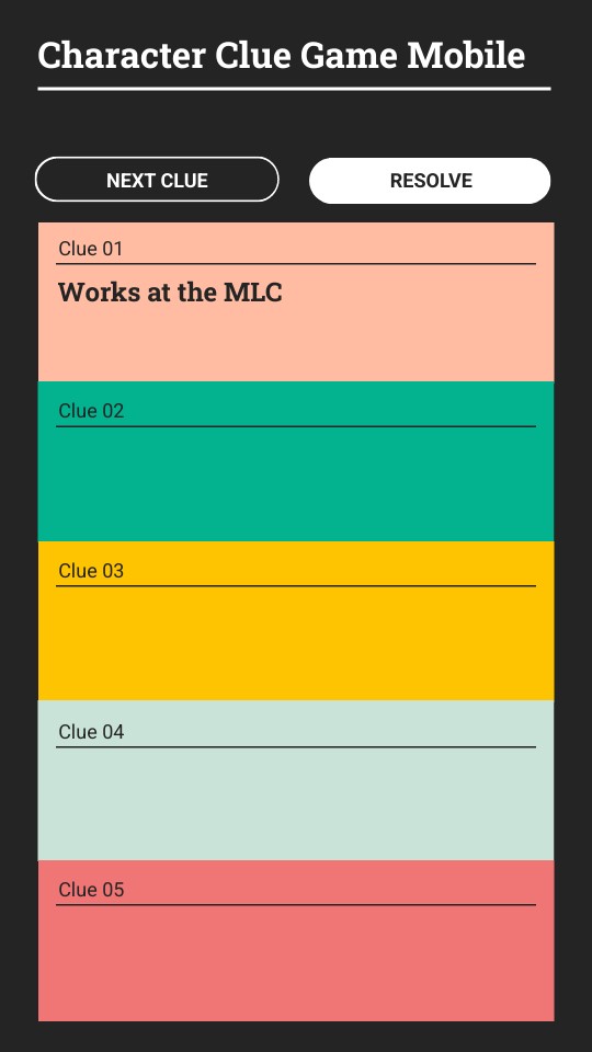 Character Clue Game Mobile | Genially