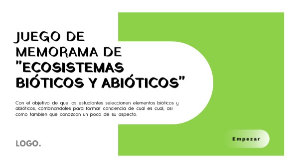 Juego de memorama de "ecosistemas bióticos y abióticos" | Genially