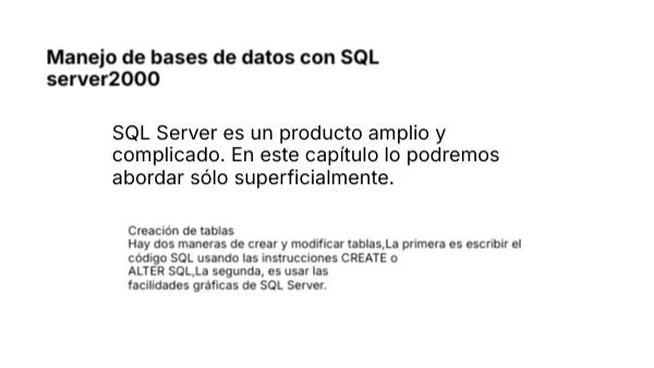 Manejo de bases de datos con SQL server2000 | Genially