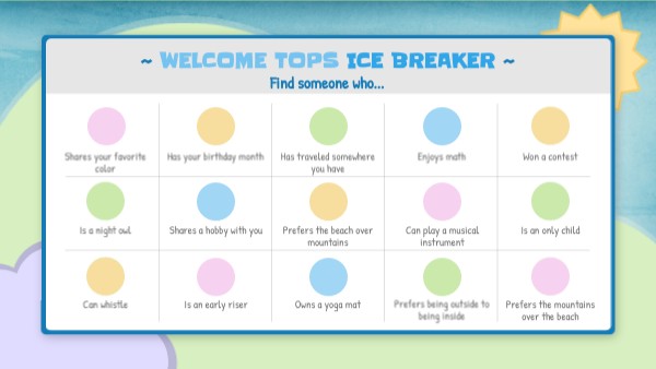 ~ Welcome TOPS ice breaker ~ | Genially