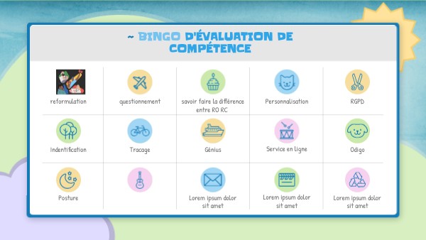 ~ bingo d'évaluation de compétence | Genially