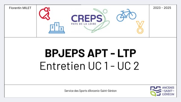 BPJEPS APT - LTP Entretien UC 1 - UC 2 | Genially