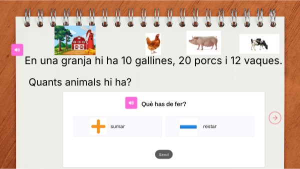 En una granja hi ha 10 gallines, 20 porcs i 12 vaques. | Genially