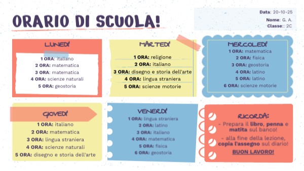ORARIO DI SCUOLA! | Genially