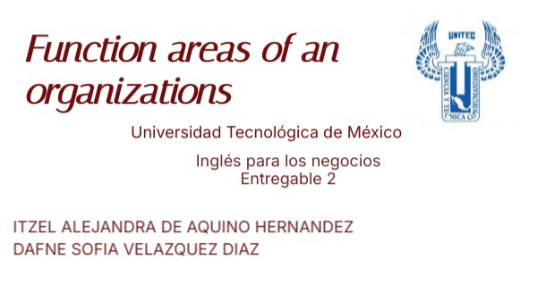 Function areas of an organizations | Genially