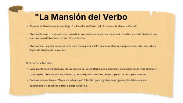 LA MANSIÓN DEL VERBO | Genially
