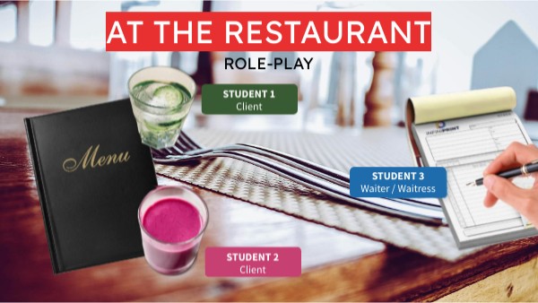 AT THE RESTAURANT: Role Play | Genially