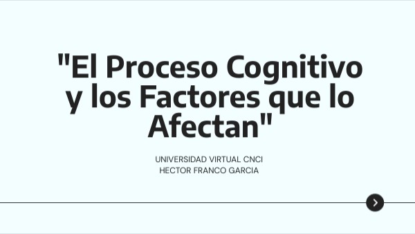 "El Proceso Cognitivo y los Factores que lo Afectan" | Genially
