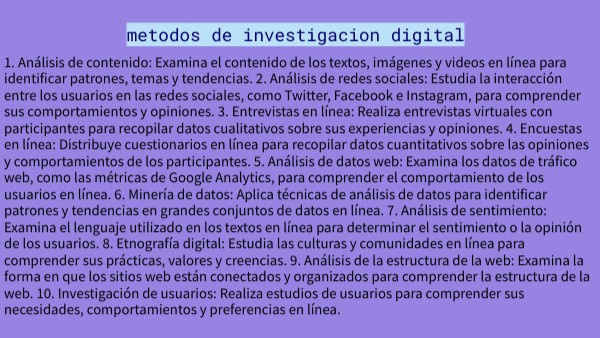 metodos de investigacion digital | Genially