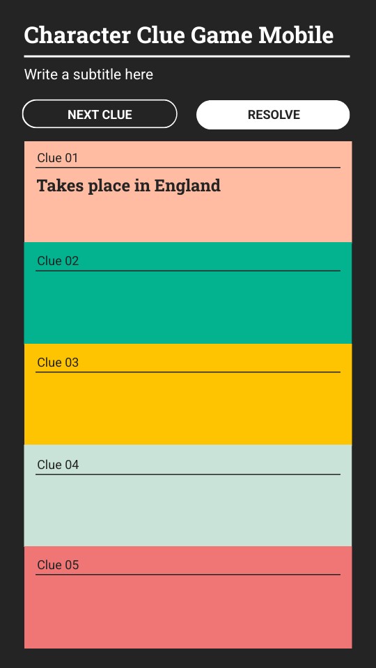 Character Clue Game Mobile | Genially