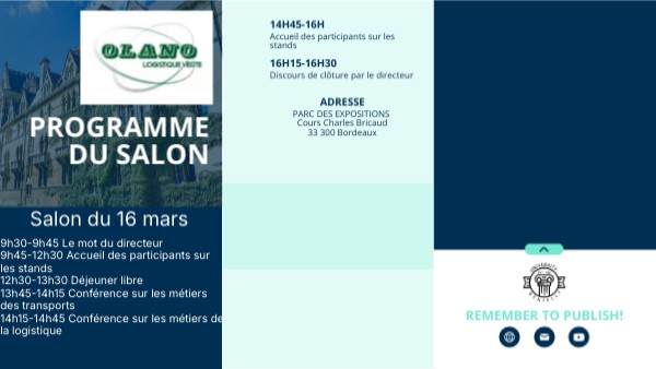 programme du salon | Genially