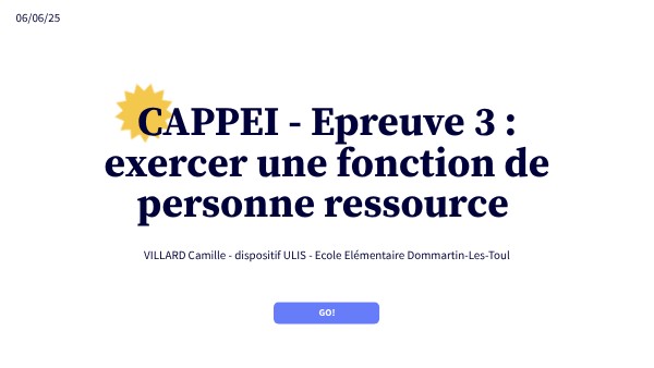 CAPPEI - Epreuve 3 : exercer une fonction de personne ressource | Genially
