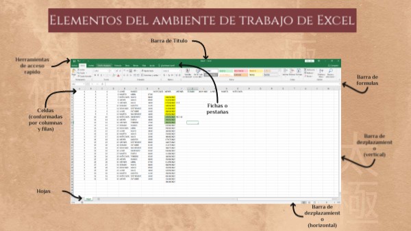 Elementos del ambiente de trabajo de Excel | Genially