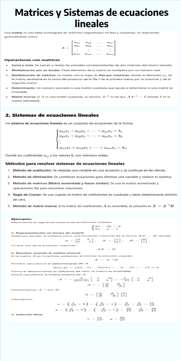 Matrices y Sistemas de ecuaciones lineales | Genially
