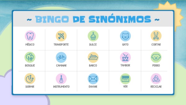 ~ Bingo DE SINÓNIMOS ~ | Genially