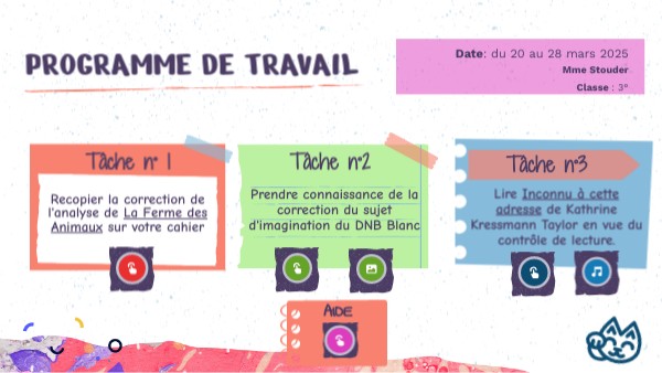 Programme de travail | Genially