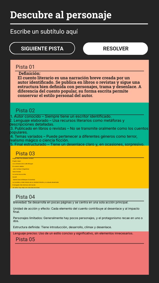 Descubre al personaje | Genially