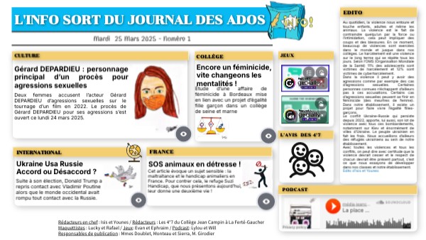 L'INFO SORT DU JOURNAL DES ADOS | Genially