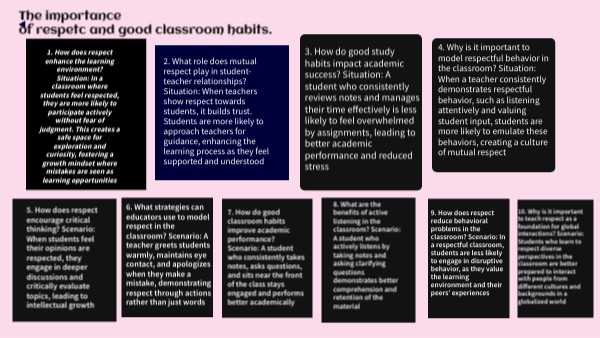 The importance of respetc and good classroom habits. | Genially
