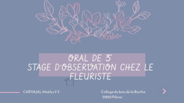 Oral de 3° Stage d'observation chez le fleuriste | Genially