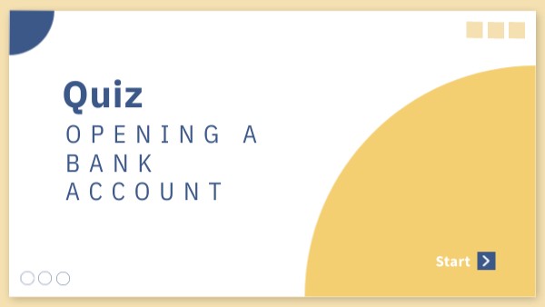 Quiz- Opening a bank account | Genially