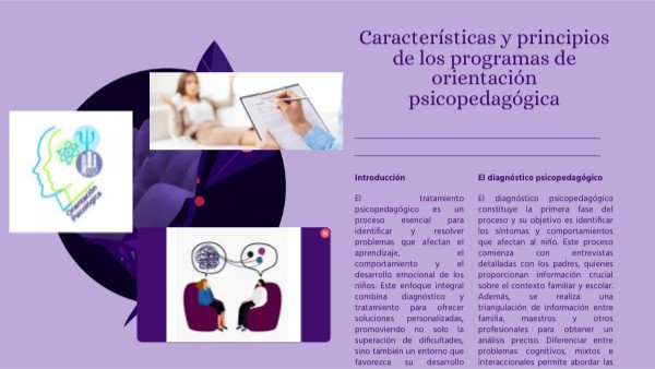 Características y principios de los programas de orientación psicopedagógica | Genially