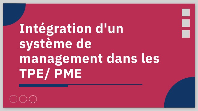 Intégration d'un système de management dans les TPE/ PME | Genially
